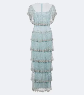 Costarellos Robe longue &agrave; cristaux