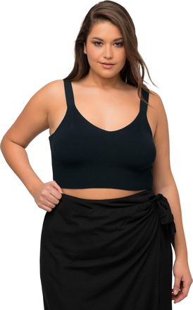 Ulla Popken Damen Strickbustier Kurzer Pullover, Schwarz, 46-48