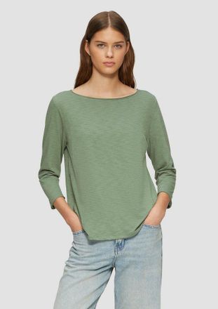 s.Oliver 3/4-Arm-Shirt T-Shirt Shirt mit Flammgarnstruktur und 3/4-Ärmeln