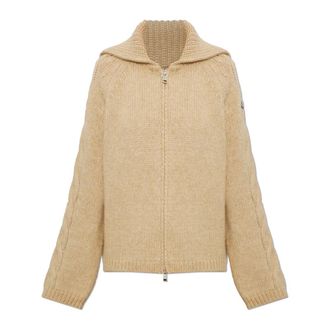 Moncler Femme, Pulls, Beige, Taille: 36 FR Cardigan avec &eacute;cusson logo