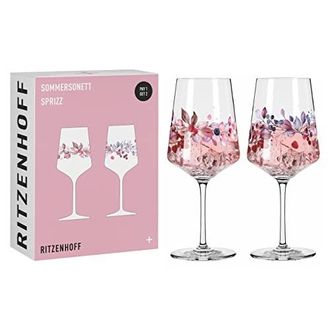 Ritzenhoff Ritzenhoff 6011002 Verre à apéritif Sprizz, ensemble de 2, 500 ml - Série Sommersonett - Fruits et branches colorées - Fabriqué en Allemagne, Rose, Ro