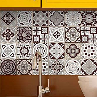 Ambiance Sticker Selbstklebende Wandfliesen für Küche und Bad Amazonas - 9 Stück Aufkleber 10 x 10 cm