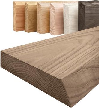 Lamofootwear Manufaktur Étagère Murale en Bois Massif, Bord irrégulier, étagère Flottante Pure, sans Fixations, sans Trous, Marron Noisette 140cm, LW-01-A-005-140