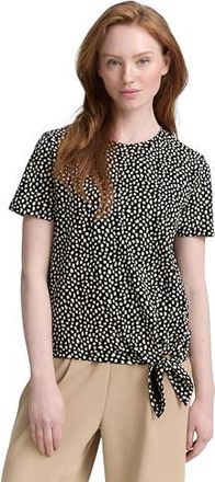 Tom Tailor Denim 1040186 T-Shirt, 38411-Black White Dotted Print, XL Femmes
