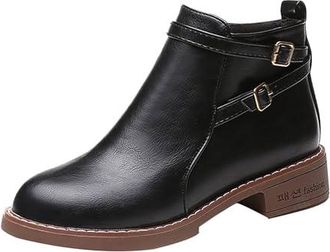 Generico Bottines pour femme &agrave; talons bas, bottines dhiver confortables et &eacute;l&eacute;gantes, bottes coupe-vent souples noires pour femme basse, bottes Texani femme, N