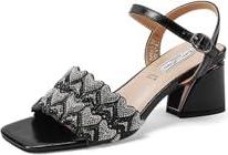 Queen Helena ZM9961 Sandales élégantes à talons moyens pour femmes, Noir, 41 EU