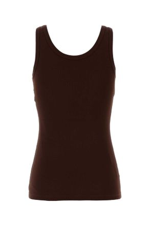 Prada Womens Cotton Tank Top Brown Tops