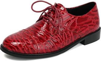 Generic Mocassins tendance &agrave; lacets confortables &agrave; bout rond et talon bas d&eacute;contract&eacute; l&eacute;ger Oxford Brouge pour femme, Rouge, 40.5 EU