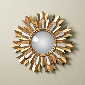 Chehoma Miroir convexe résine doré flamme 35x35x35cm