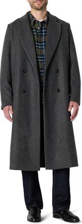 Amazon Essentials Herren Zweireihiger Relaxed-Fit-Longline-Topcoat aus Wollmischung, Dunkelgrau Meliert, XXL