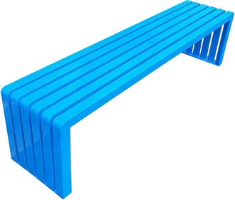 Generic Gartenb&auml;nke Metall Ohne Lehne 2 Sitzer Balkonbank Wetterfest Robuste Parkbank f&uuml;r Terrasse Schulhof Garten Balkon, Keine Montage Erforderlich(Blue,59.