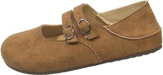 Generic Chaussures Mary Jane d&eacute;contract&eacute;es et confortables &agrave; bout rond de couleur unie respirantes classiques confortables &agrave; enfiler avec double boucle r&eacute;glab