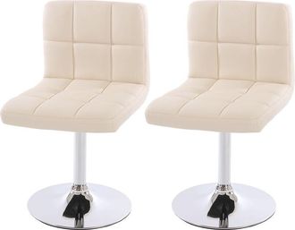 Hhg 2er-Set Esszimmerstuhl Drehstuhl Stuhl Cadiz Kunstleder Chrom creme