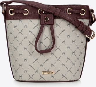 Wittchen Damen-Beuteltasche aus &Ouml;ko-Leder mit Monogramm in Grau und Burgunderrot