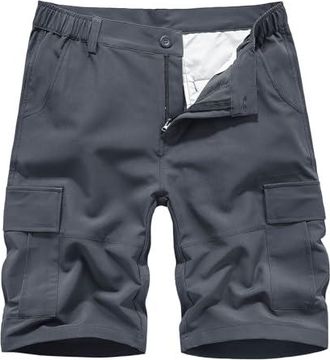 Generic 2026 Pantalon cargo pour homme Coupe ajust&eacute;e Stretch Denim Short d&eacute;chir&eacute; Skinny Jean pour homme Mode Droit Confortable Taille Flex Short, gris fonc&eacute;, 