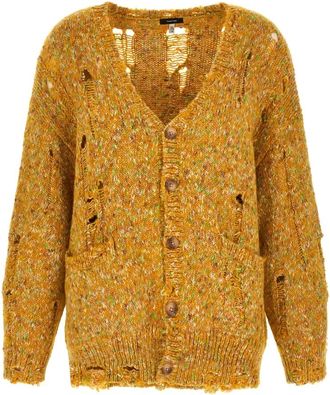 R13 Femme, Pulls, Jaune, Taille: 34 FR Distressed Alpaca Cardigan