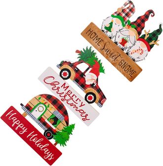PartyKindom 3stücke Holz Weihnachtstischschild Weihnachten Themed Cartoon Ornament Party Favor Weihnachten Dekoration Für Zuhause Und Party