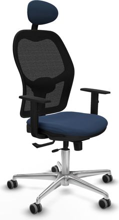 Piqueras y Crespo Drehstuhl mit 1D-Armen, h&ouml;henverstellbare Lendenwirbelst&uuml;tze und festes Kopfteil, ausgestattet mit Syncro/Traslack und injiziertem Schaumstoff, Schwar