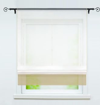 Joyswahl Raffrollo Voile Bändchenrollo mit Tunnelzug Anna Farb Gardinen BxH 140x155cm Sand 1er Pack