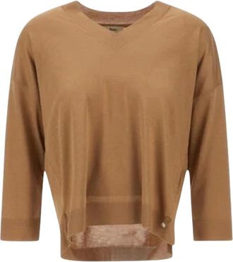 Herno Femme, Pulls, Brun, Taille: 36 FR Tricot &agrave; col en V