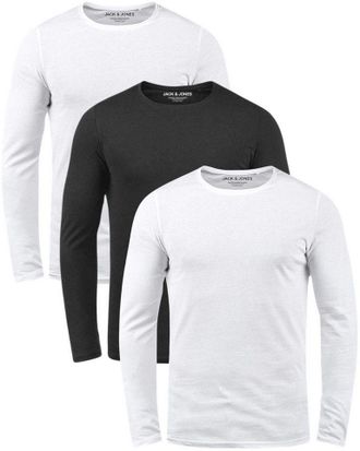 Jack & Jones Langarmshirt (Spar-Set, 3er-Pack) Basic Shirt mit Rundhalsauschnitt
