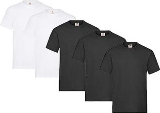 Fruit Of The Loom Lot de 5 T-shirts en coton épais pour homme, Tailles M L XL XXL 3XL, différents assortiments de couleurs, XXXL
