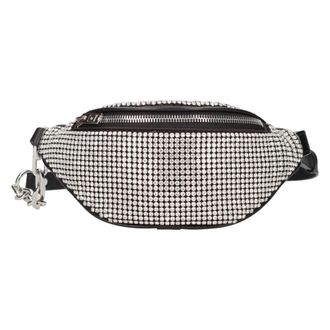 Alexander Wang Leder-Pochette mit Strasssteinen - - Bags - Damen - Grau - ONE SIZE
