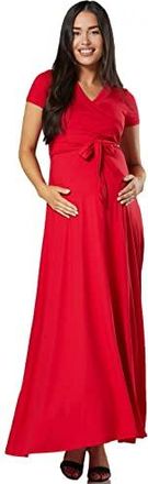 Happy Mama Femme Robe Maxi Maternit&eacute; dallaitement. Court Manches. 599p (Rouge, 38, M)