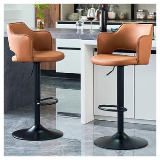 Generic Moderne, H&ouml;henverstellbare Drehhocker f&uuml;r K&uuml;chentheken, 2Er-Set, mit Kunstlederbezug, R&uuml;cken- und Fu&szlig;st&uuml;tze, f&uuml;r K&uuml;cheninseln, 46-82 cm