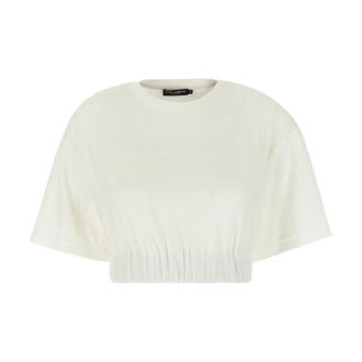 Dolce & Gabbana L&auml;ssiges Baumwoll-T-Shirt - - Tops - Damen - Beige - L