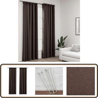 vidaXL Verdunkelungsvorh&auml;nge Haken Leinenoptik 2 Stk. Taupe 140x225 cm - Verdunkelungsvorh&auml;nge - Leinenoptik - Vorh&auml;nge - Wohnaccessoires - Tapete