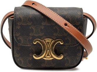 Celine Hobo Bags - Mini Triomphe Coated Canvas Triomphe Crossbody - Gr. unisize - in Braun - f&uuml;r Damen