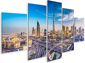 Islandburner Tableau sur toile Dubai Skyline Belle ville pr&egrave;s de lautoroute tr&egrave;s fr&eacute;quent&eacute;e Cadre Affiche Poster Murale Tableaux