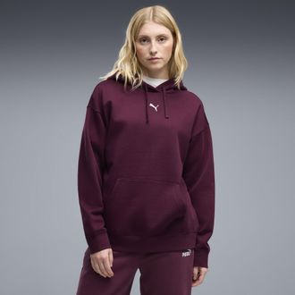 Puma Hoodie en molleton d&eacute;contract&eacute; Essentials Femme, V&ecirc;tements, Rouge, XL