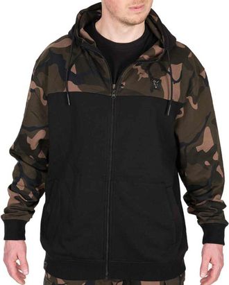 Fox LW BLack/Camo Split Zip Hoody - Angelpullover, Größe:XXXL