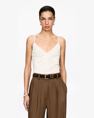 Arket Geripptes Tr&auml;gertop Aus Seide -Wei&szlig;