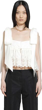 Chlo&eacute; Tie-Strap Cropped Top in Soft Cotton