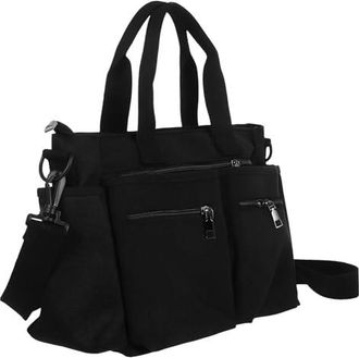 Hemobllo JOINPAYA Paquet &agrave; Main Cabas en Nylon Noir Grosse Capacit&eacute; Multiples Compartiments Bandouli&egrave;re Ajustable Paquet Fourre-Tout D&eacute;contract&eacute; pour Femme Tra