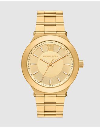 Michael Kors Billie montre en acier inoxydable dor&eacute; &agrave; trois aiguilles