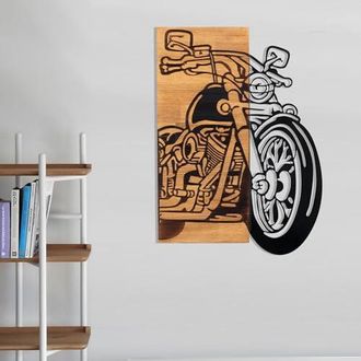 Wallity Elegant Decorative Wooden Wall Accessory, Black & Walnut, 44 x 61 cm | 100% Metal Frame (1.2 mm) & Solid Wood (3 cm) | Perfect for Modern Decor