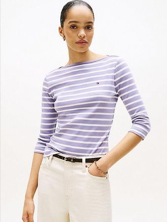 Tommy Hilfiger T-shirt à col bateau et manches 3/4