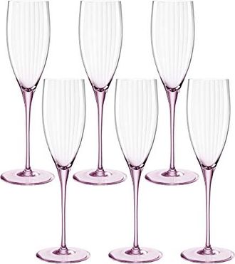 Leonardo Poesia Sektglas 6er Set, spülmaschinengeeignetes Champagnerglas, Höhe 25 cm, 250 ml, rosé, 022377