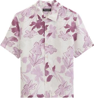 Marc O'Polo Kurzarmhemd aus Leinen mit floralem Print, Regular Fit in