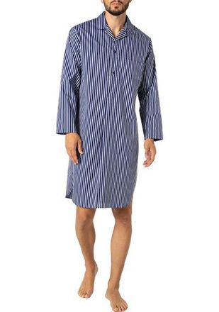 Novila Herren Nachthemd blau Stoff gestreift
