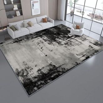 Generic Tapis De Salon Gris 120 x 180 cm avec Motif Rayures Abstraites Vieillies, Tapis Antid&eacute;Rapant Lavable Poil Ras Moelleux pour Chambre, Salle &agrave; Manger In