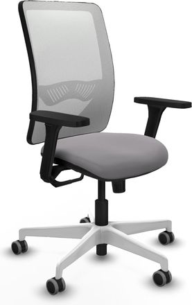 Piqueras y Crespo B&uuml;ro-Rollstuhl Zulema mit 3D-Armen, h&ouml;henverstellbare Lendenwirbelst&uuml;tze, ausgestattet mit Sincro 3 Positionen und Schneideschaum, Wei&szlig;/Grau