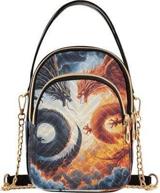 Mnsruu Sac à bandoulière pour femme, sac à dos drôle motif dragon noir, petit sac à bandoulière avec sangle réglable