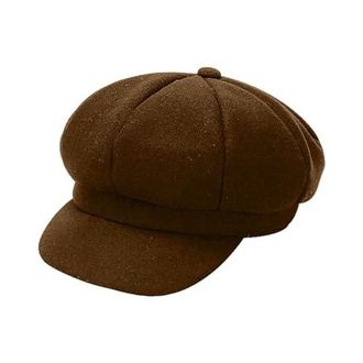 Generic Chapeau femme automne et hiver chaud mode laine b&eacute;ret peintre chapeau d&ocirc;me chapeau chapeau cuir femme, caf&eacute;, Taille unique