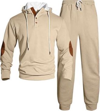Generic Surv&ecirc;tement pour homme - Ensemble complet avec boutons et demi-patte de boutonnage - Sweat &agrave; capuche - Jambe droite - Pantalon de sport d&eacute;contract&eacute; - 