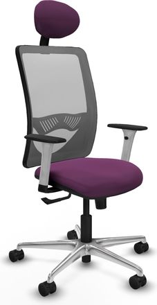 Piqueras y Crespo Gepolsterter Drehstuhl Zulema mit wei&szlig;en und schwarzen Armlehnen, h&ouml;henverstellbare Lendenwirbelst&uuml;tze und festes Kopfteil, ausgestattet mit 3 Positio